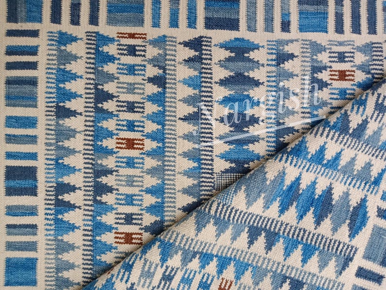 Blue Swedish Kilim Rugs, Scandinavian Design High Quality Handwoven ...