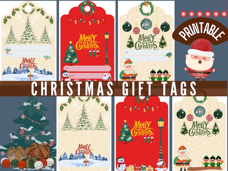 Christmas Gift Tags, Christmas, Gift Wrap, Digital Download, Gift, Tags ...