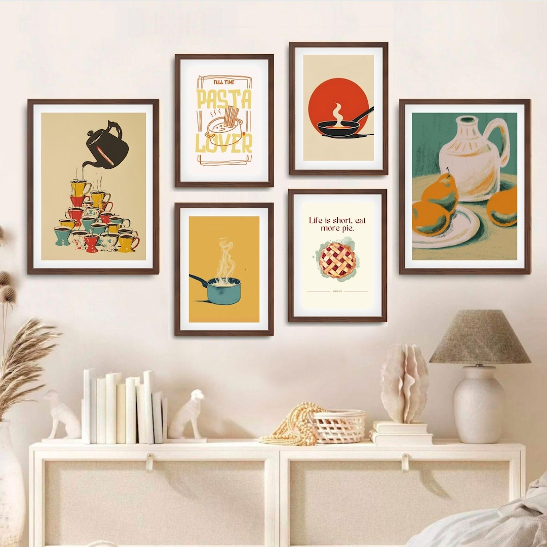 Framed Kitchen Gallery Wall Art Set of 6: Modern Food Prints - Etsy