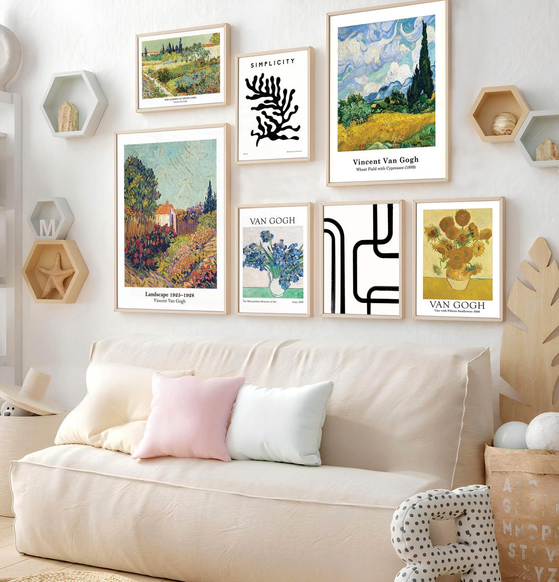 FRAMED Van Gogh Gallery Wall Art Set of 7, Piece Exhibition Wall ...