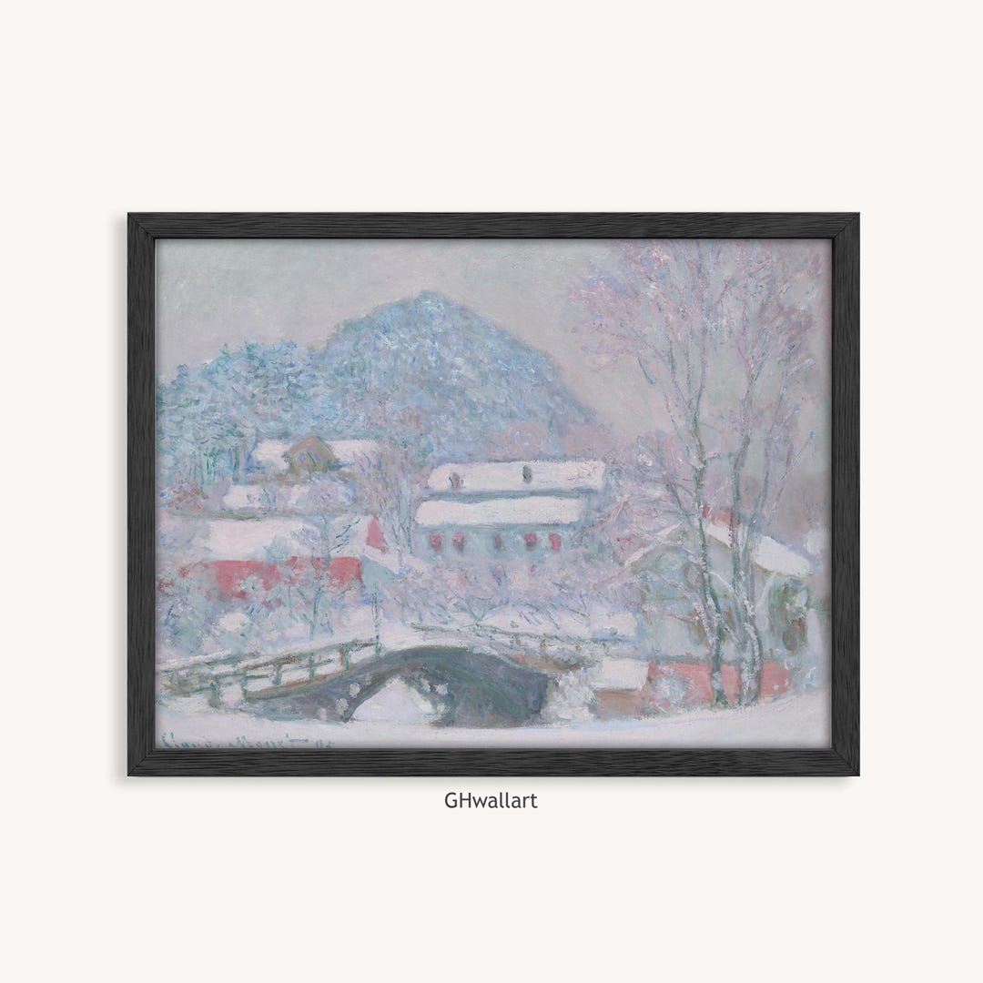 Framed Claude Monet Winter Landscape, Impressionist Snow Scene, Soft ...