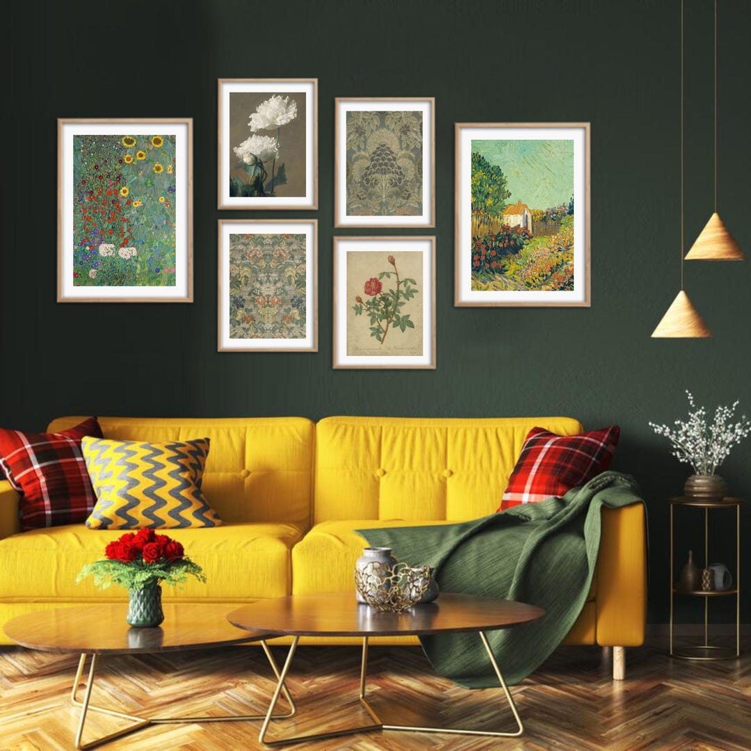 FRAMED Aesthetic Poster Set, Boho Art, Colorful Garden Poster ...