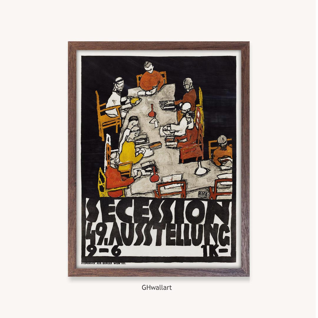 Framed Egon Schiele Secession Exhibition Poster, 49th Vienna Art Show ...