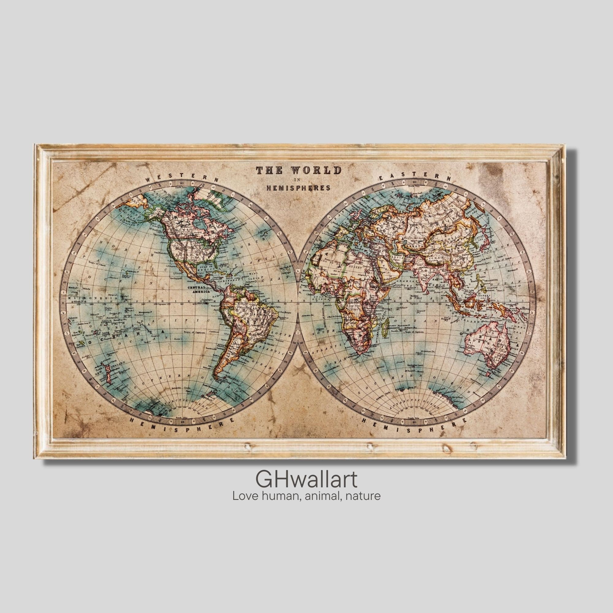 Samsung Frame TV Art Vintage World Map, Instant Download, Map for ...