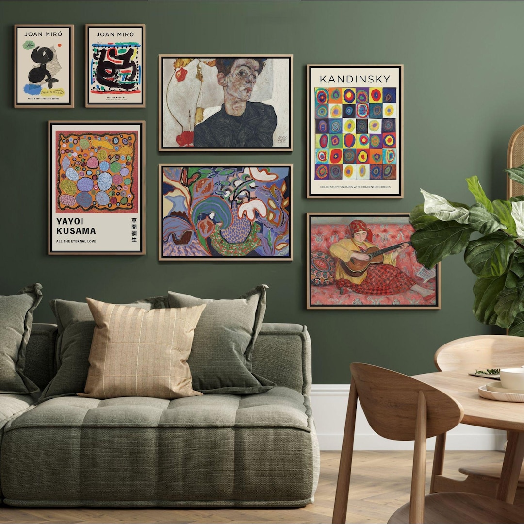 Yayoi Kusama Joan Miro Kandinsky Wall Gellery, Framed Vintage Art ...