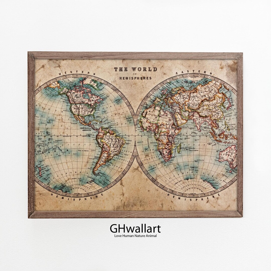 World Map Wall Art, Vintage World Map Printable , World Atlas ...