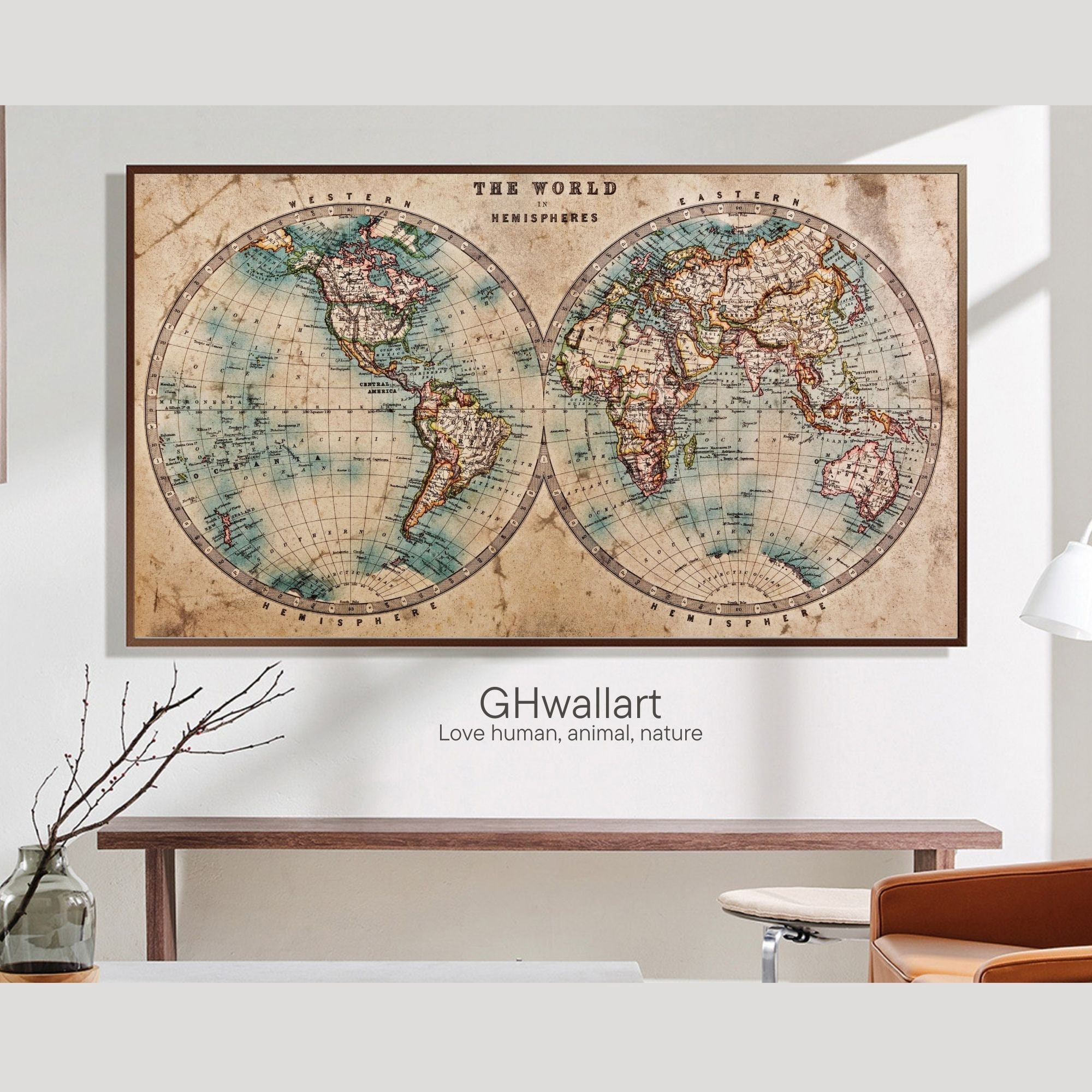 Samsung Frame TV Art Vintage World Map, Instant Download, Map for ...