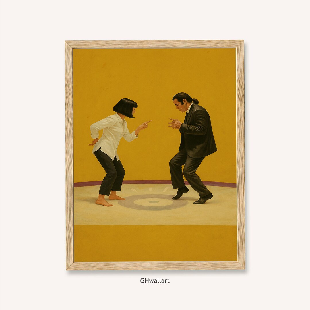 Retro Dance Couple Print, Iconic Vintage Style Wall Art, Framed Yellow ...