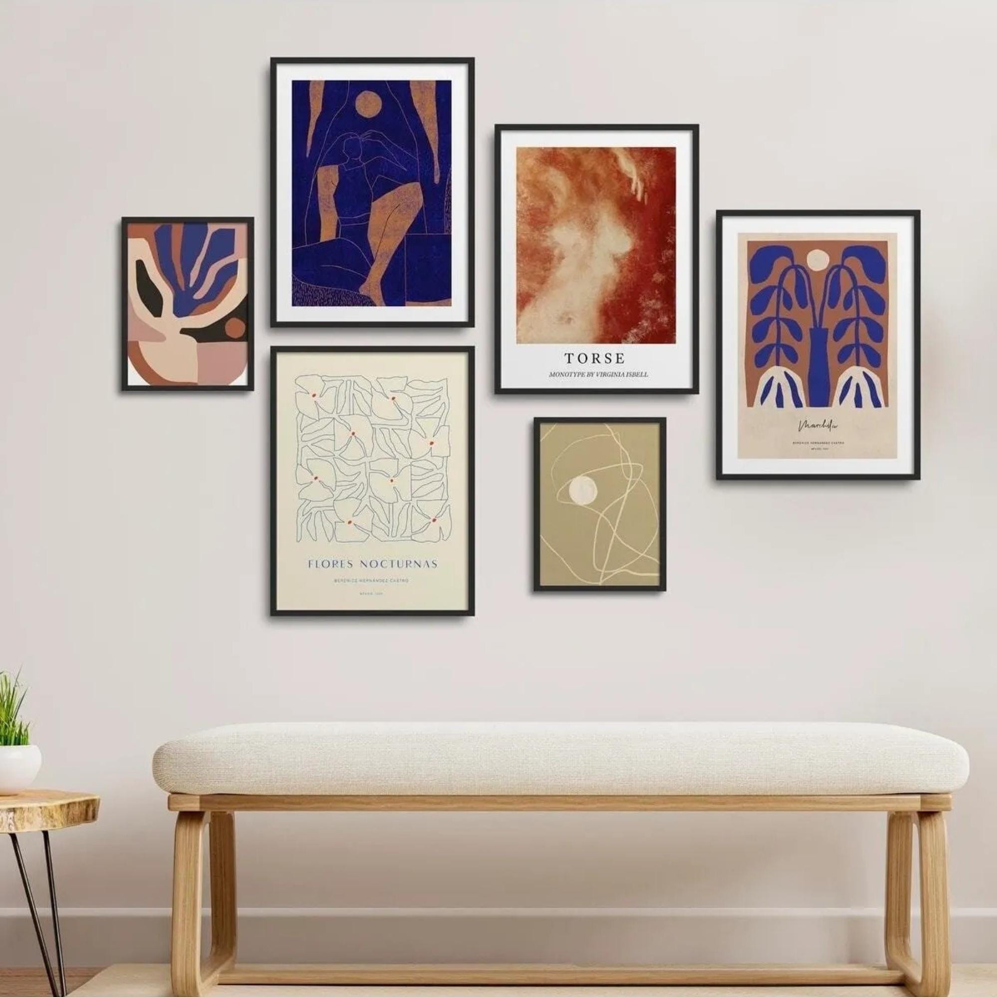 FRAMED Modern Gallery Wall Art Set of 6,mid Century Modern Wall Art ...