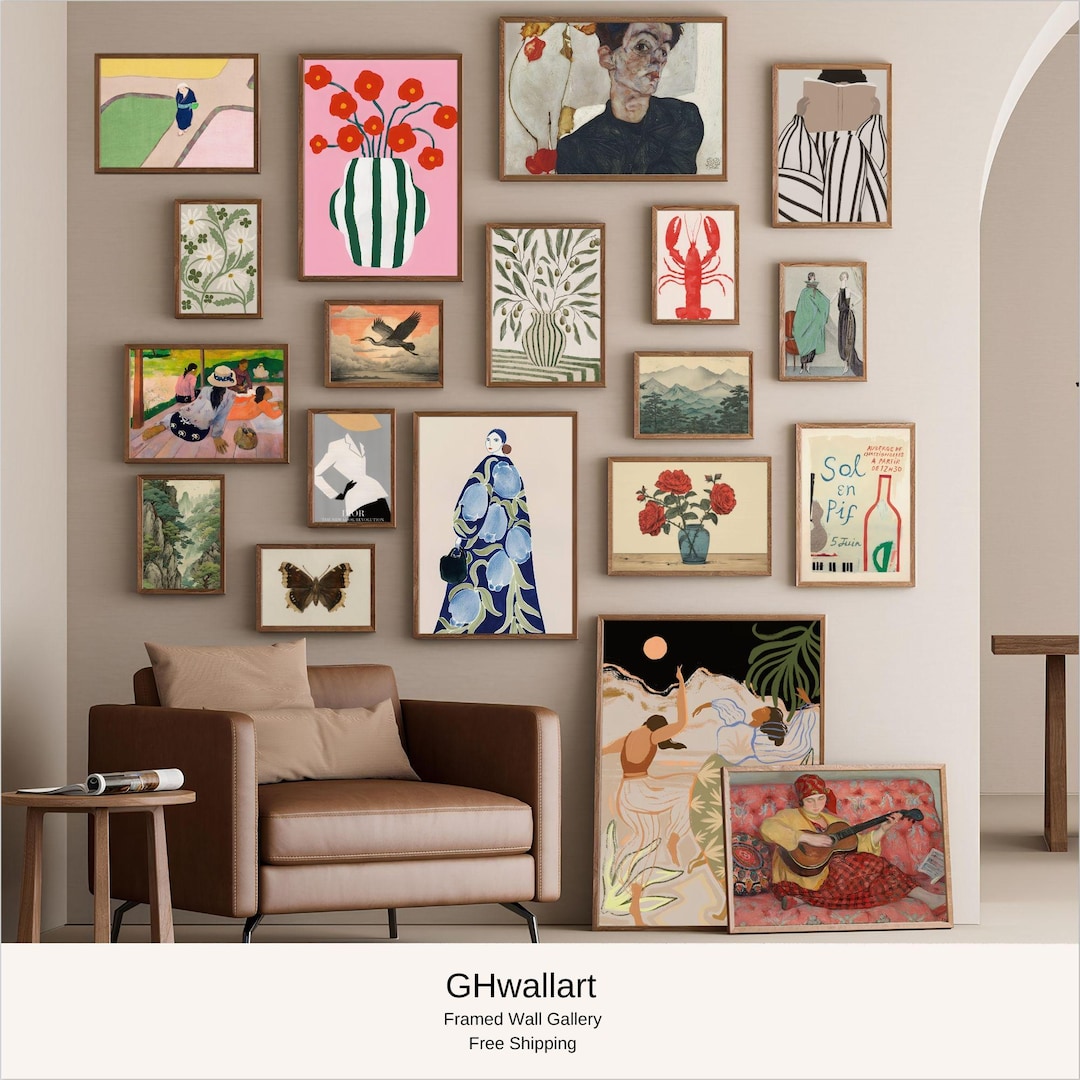 Framed Gallery Wall Art Set: Modern Eclectic Portrait & Abstract Prints ...