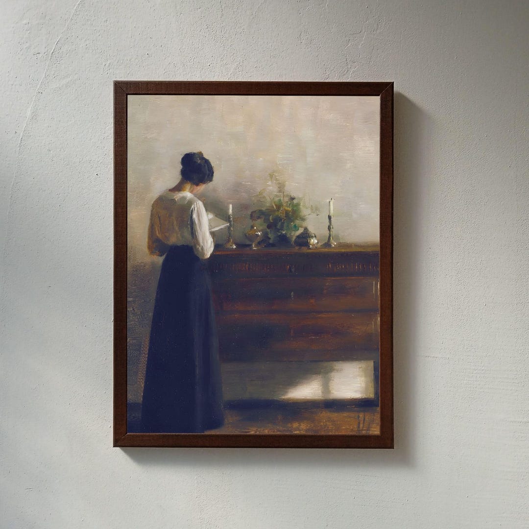 FRAMED Woman Reading Print,woman Art, Vintage Poster, Art Reproduction ...