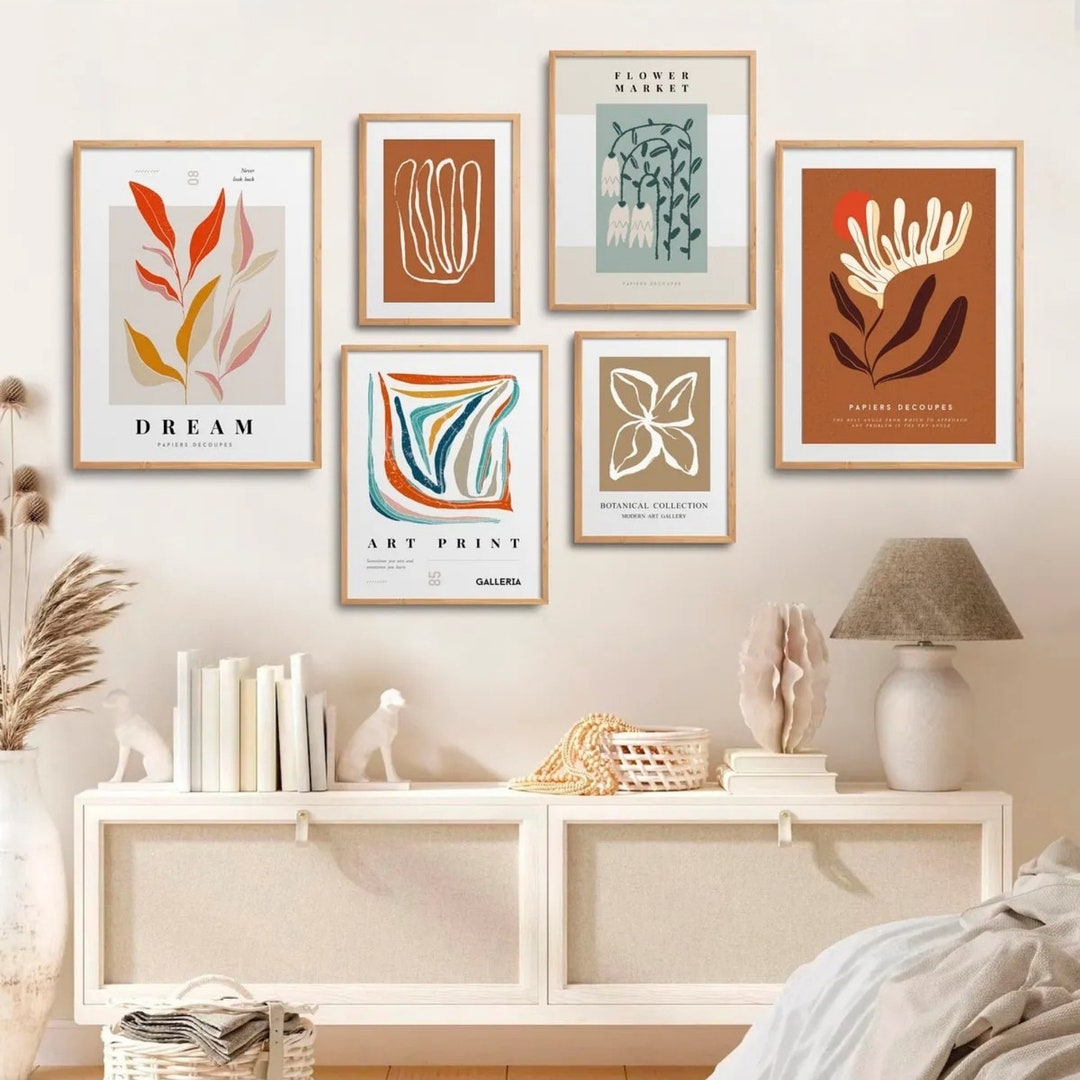 FRAMED Art Print Gallery Wall Art Set of 6, Flower Poster Set, Wall Art ...
