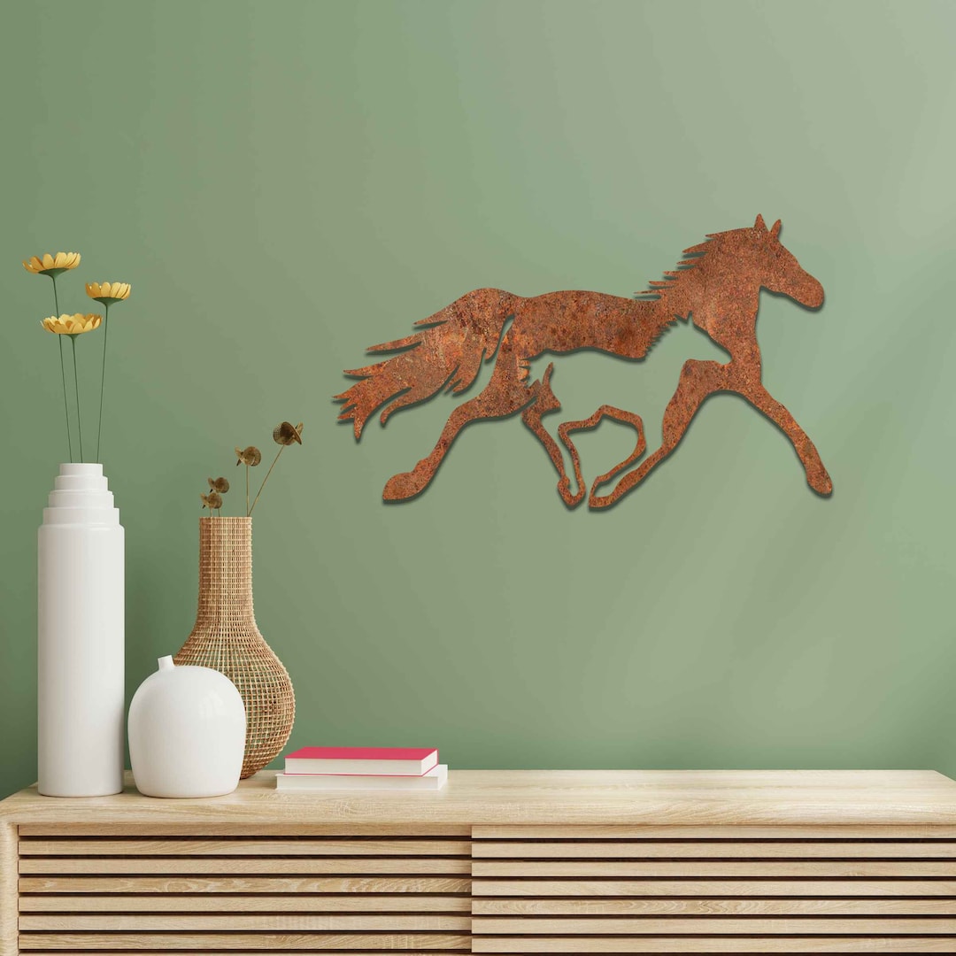 Rusted Metal Galloping Horses Horse Wall Art Rusted Garden - Etsy