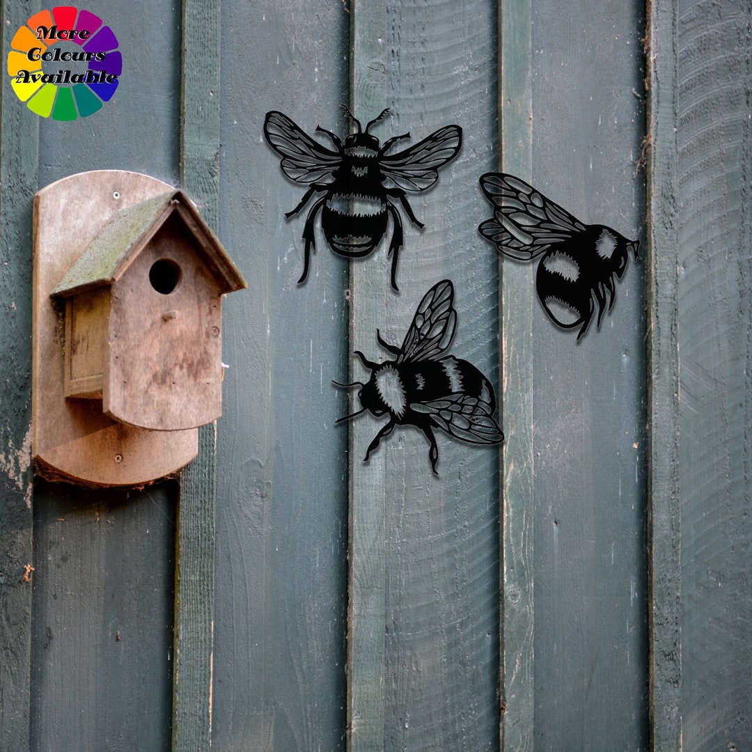 Unique Set of 3 Metal Bees Rusty Metal Wall Art or Outdoor - Etsy UK