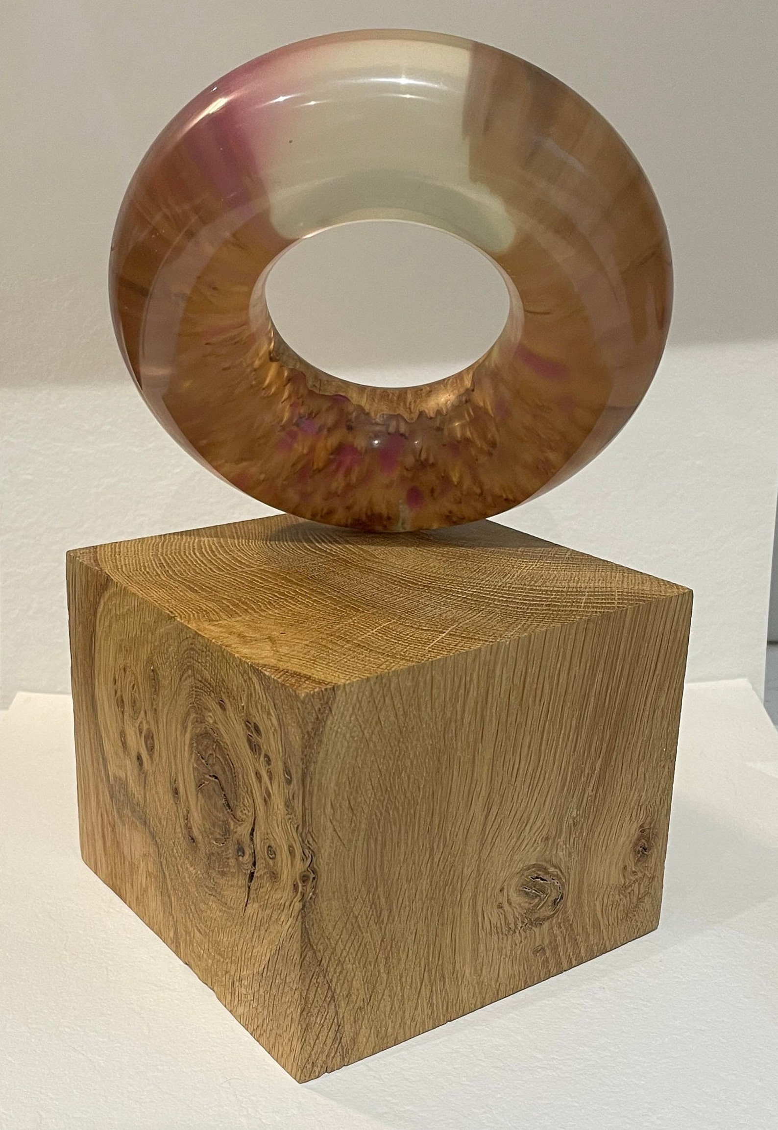Doughnut on a Block Made From Oak, Australian Red Malle Burl and Epoxy ...