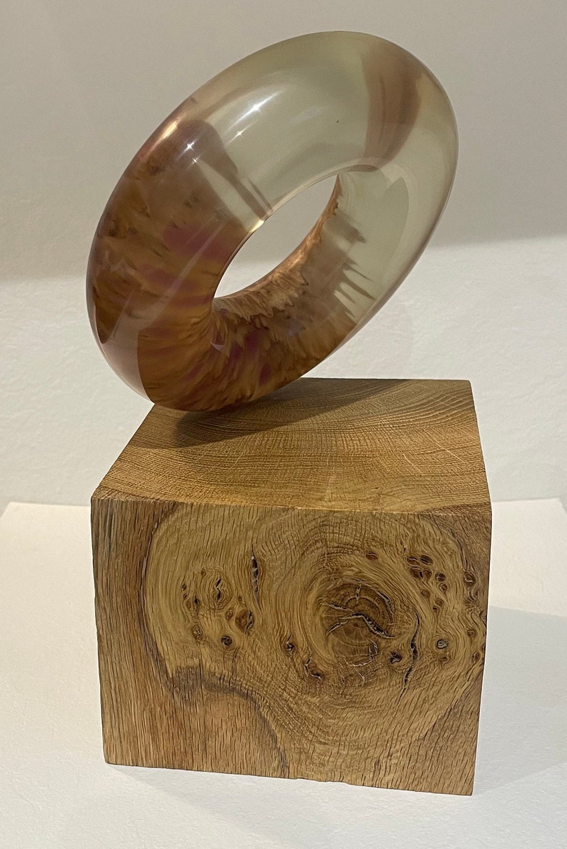 Doughnut on a Block Made From Oak, Australian Red Malle Burl and Epoxy ...
