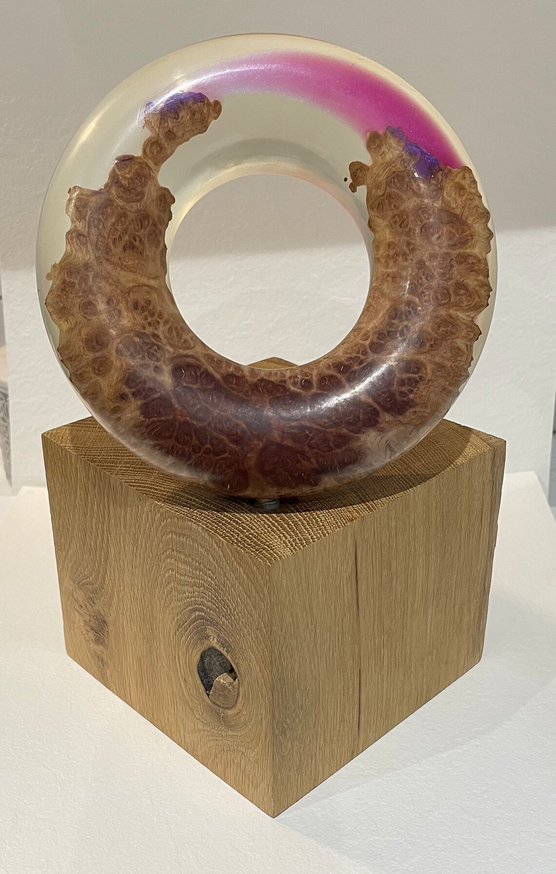 Doughnut on a Block Made From Oak, Australian Red Malle Burl and Epoxy ...