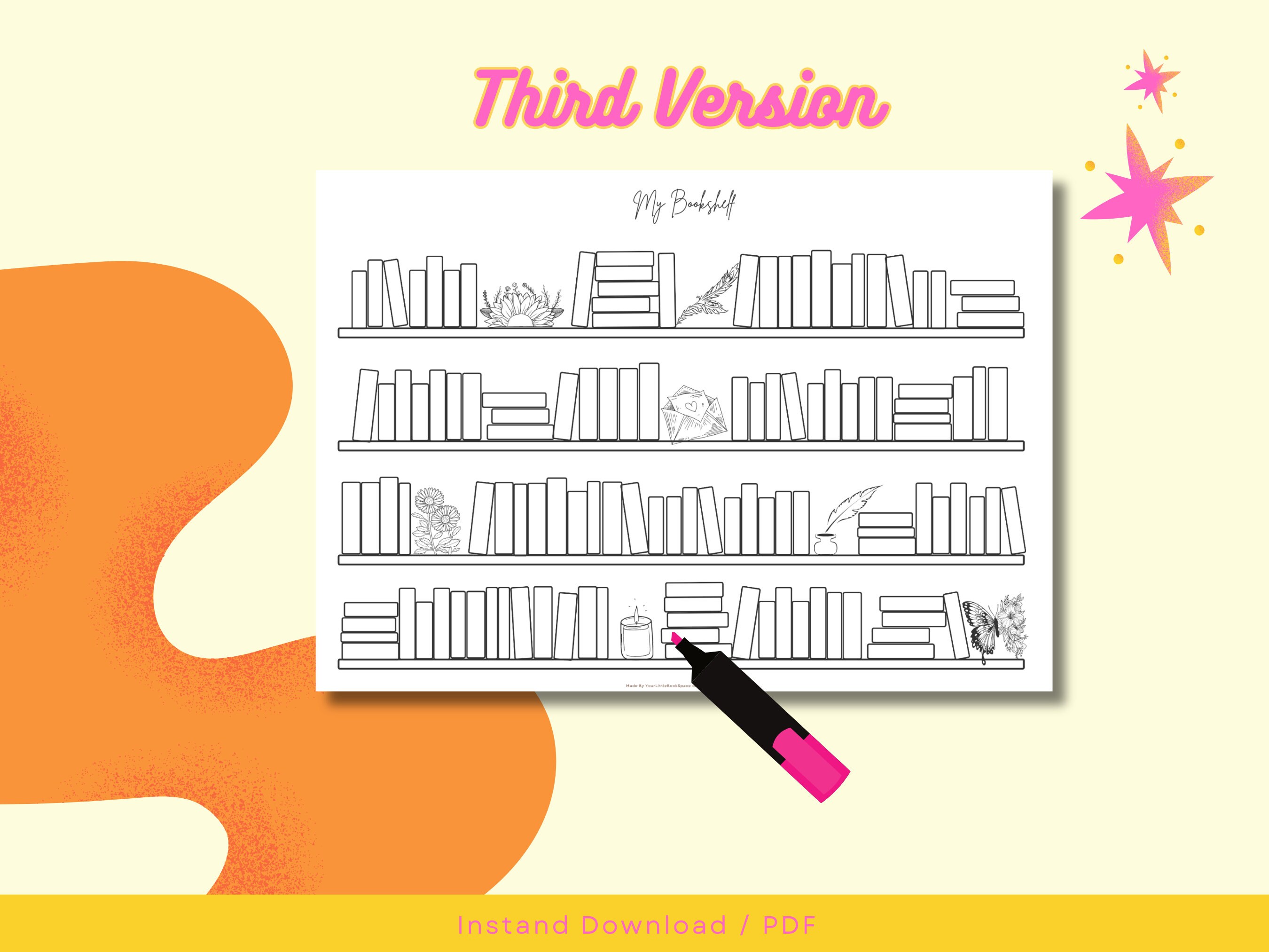 Digital / Printable Bookshelf, Size A3, Reading Tracker Bokshelf ...