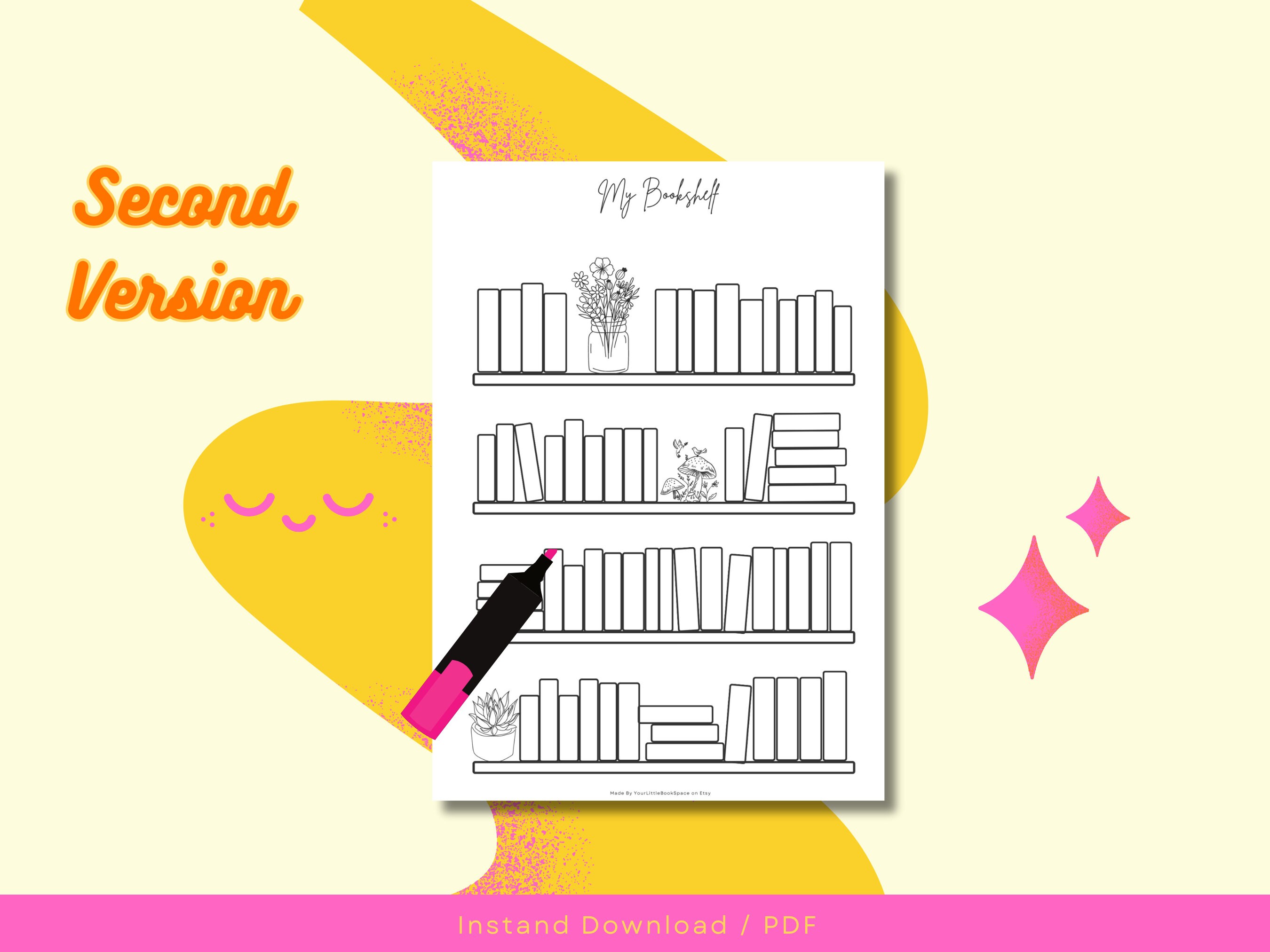 Digital / Printable Bookshelf, Size A4, Reading Tracker Bokshelf ...