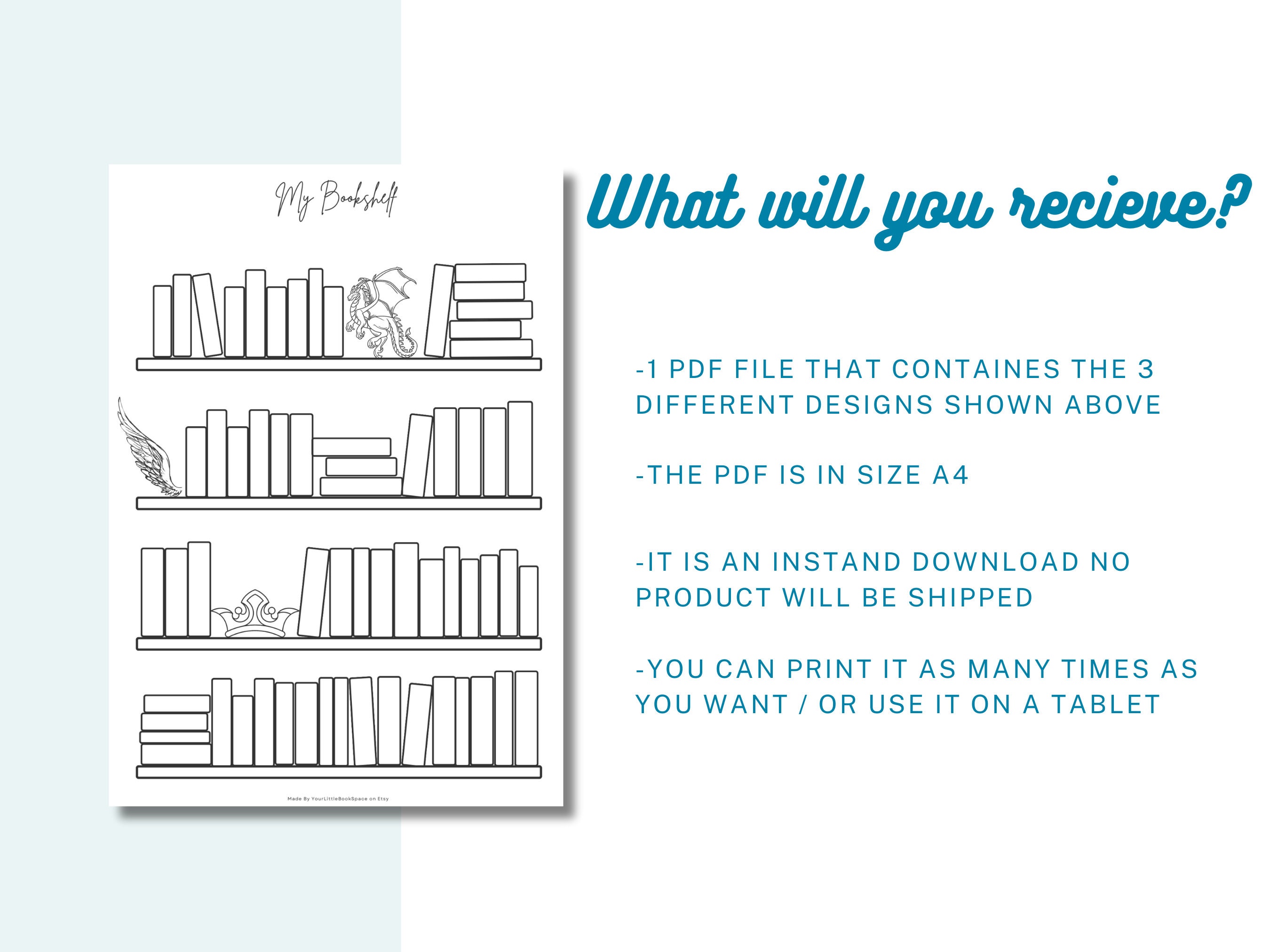 Instant Download 3 Version Bookshelf Templates, PDF Size A4, Digital ...