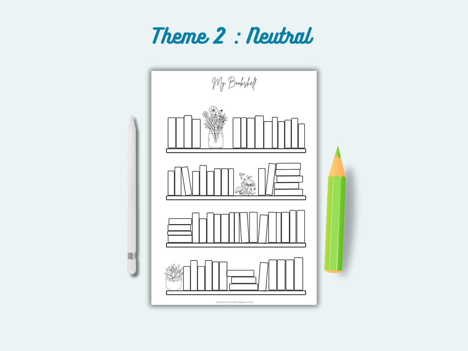 Instant Download 3 Version Bookshelf Templates, PDF Size A4, Digital ...
