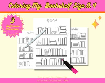 Instant Download 3 Version Bookshelf Templates, PDF Size A4, Digital ...