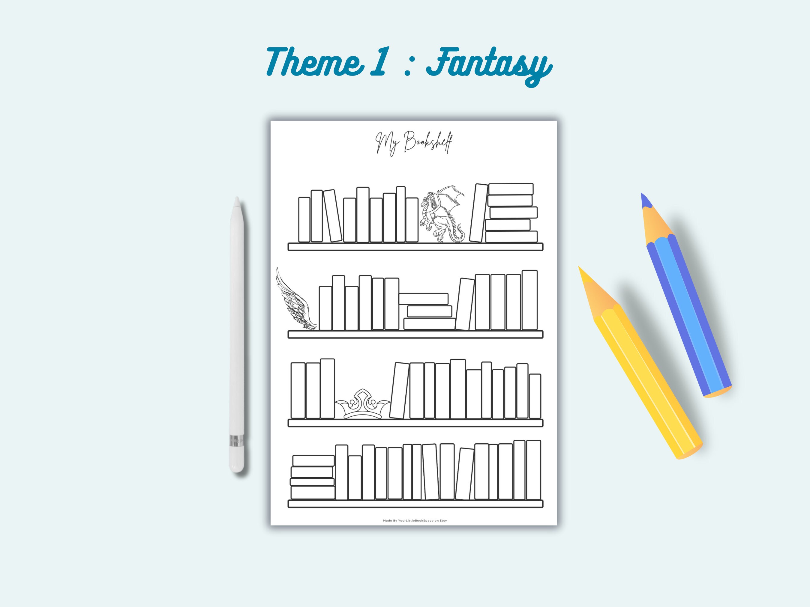 Instant Download 3 Version Bookshelf Templates, PDF Size A4, Digital ...