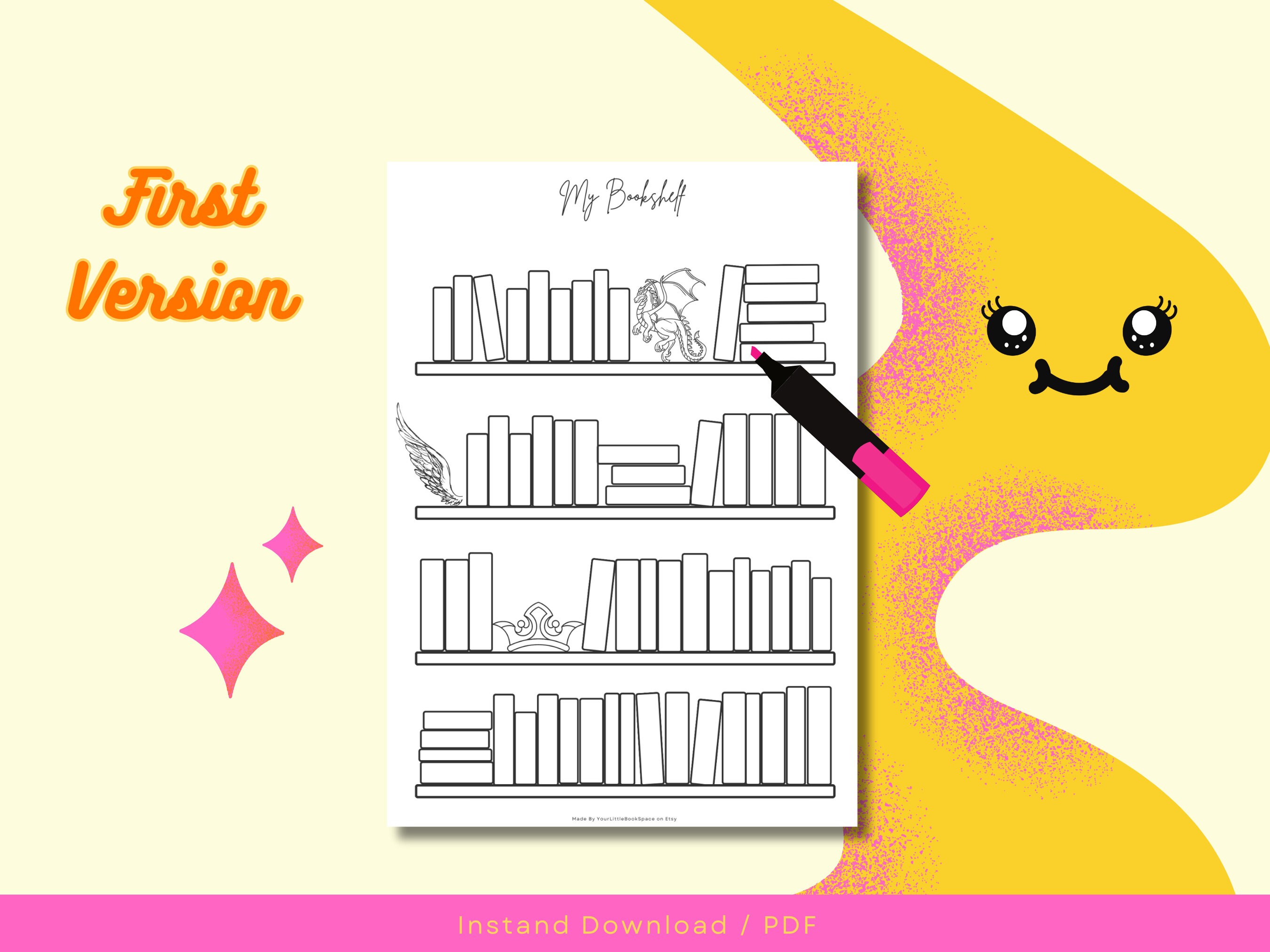Digital / Printable Bookshelf, Size A4, Reading Tracker Bokshelf ...