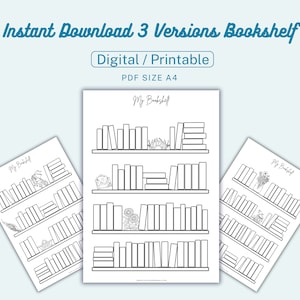 Instant Download 3 Version Bookshelf Templates, PDF Size A4, Digital ...