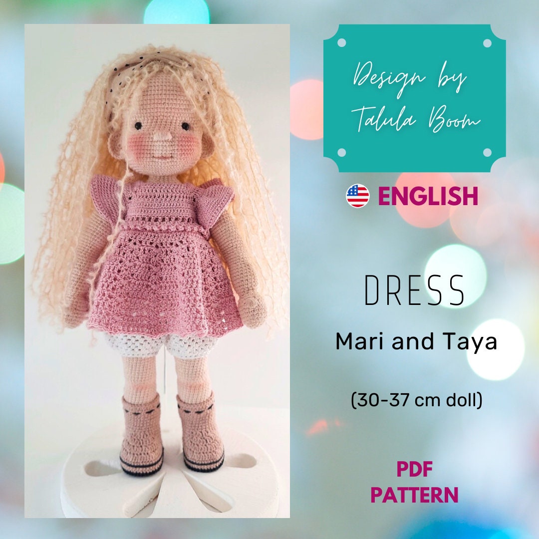 Doll Dress Crochet Pattern Pdf Doll Wardrobe Clothes For Mari And