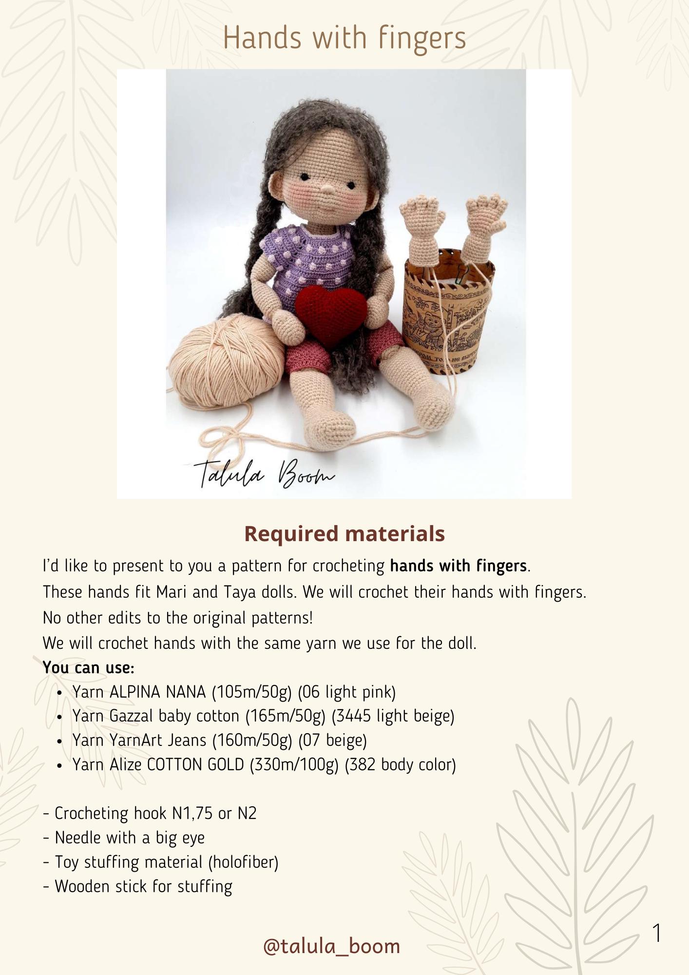 Doll Hands With Fingers Pattern - Crochet Pattern, Amigurumi Doll ...