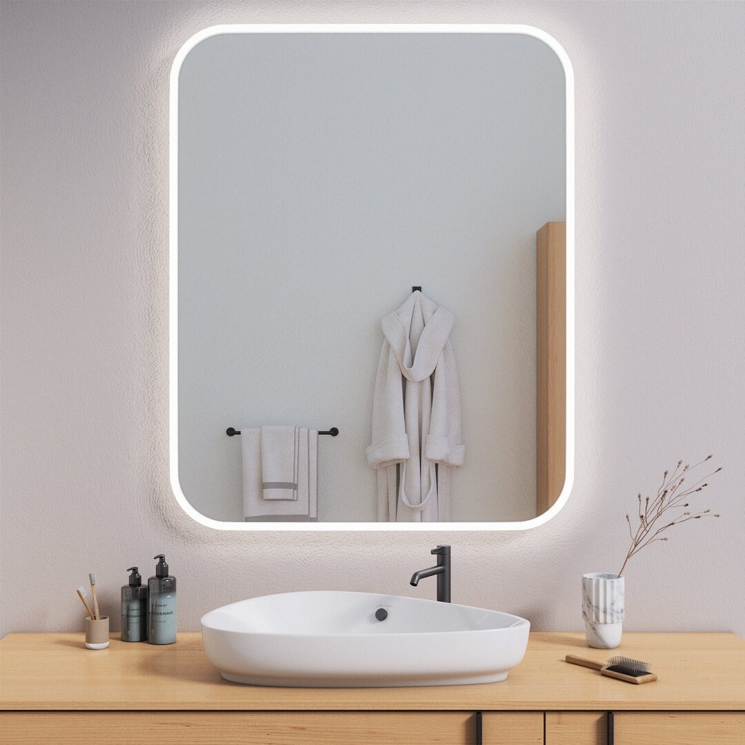 Rounded Corner Bathroom LED Mirror | Handmade in Finland | Custom Sizes ...