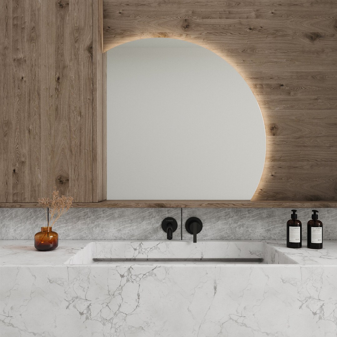 Scandinavian Semi-circle LED Bathroom Mirror, Modern LED Mirror ...