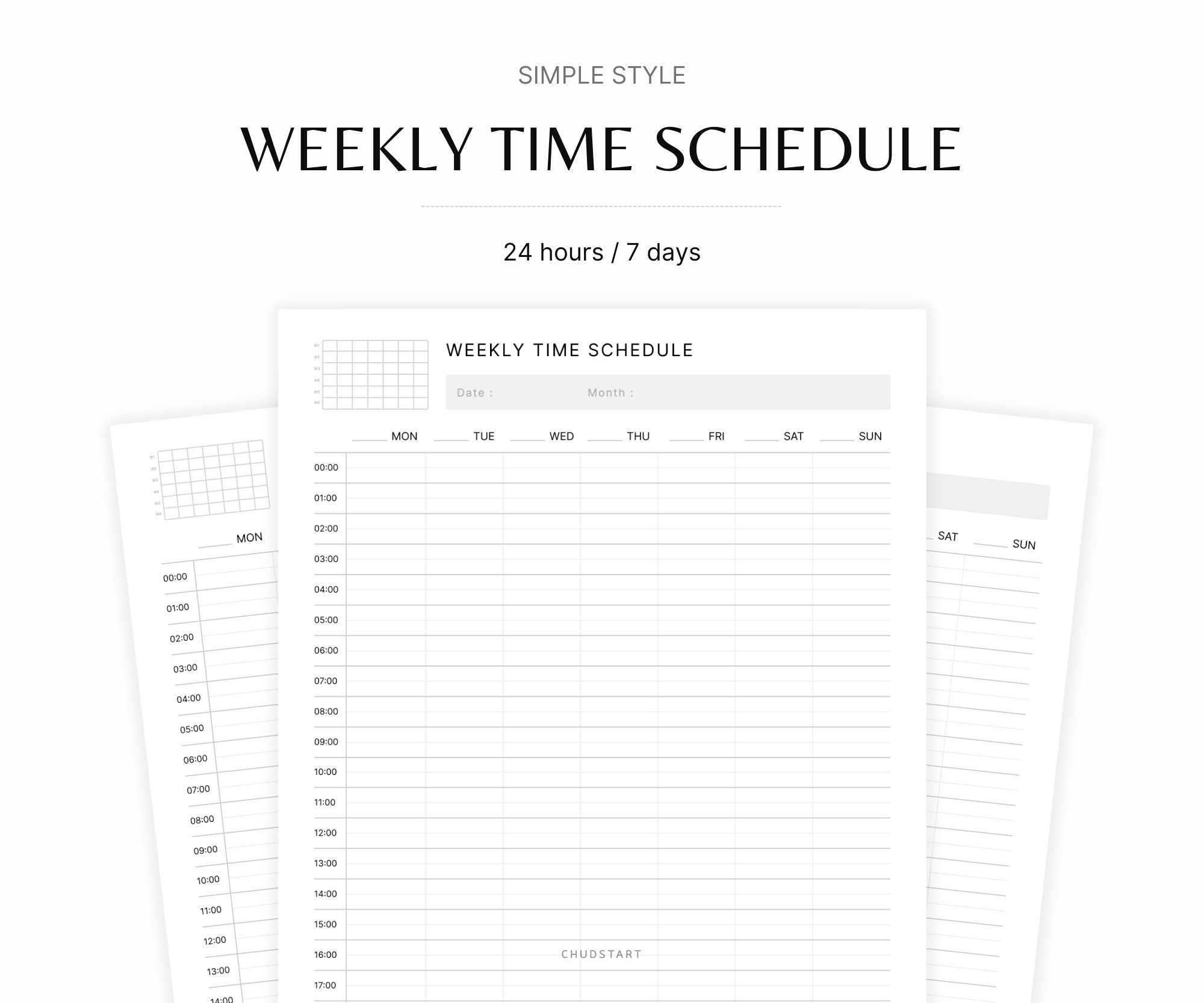 Weekly Time Schedule Planner, 24 Hour Weekly, Weekly Agenda, A5/a4 ...
