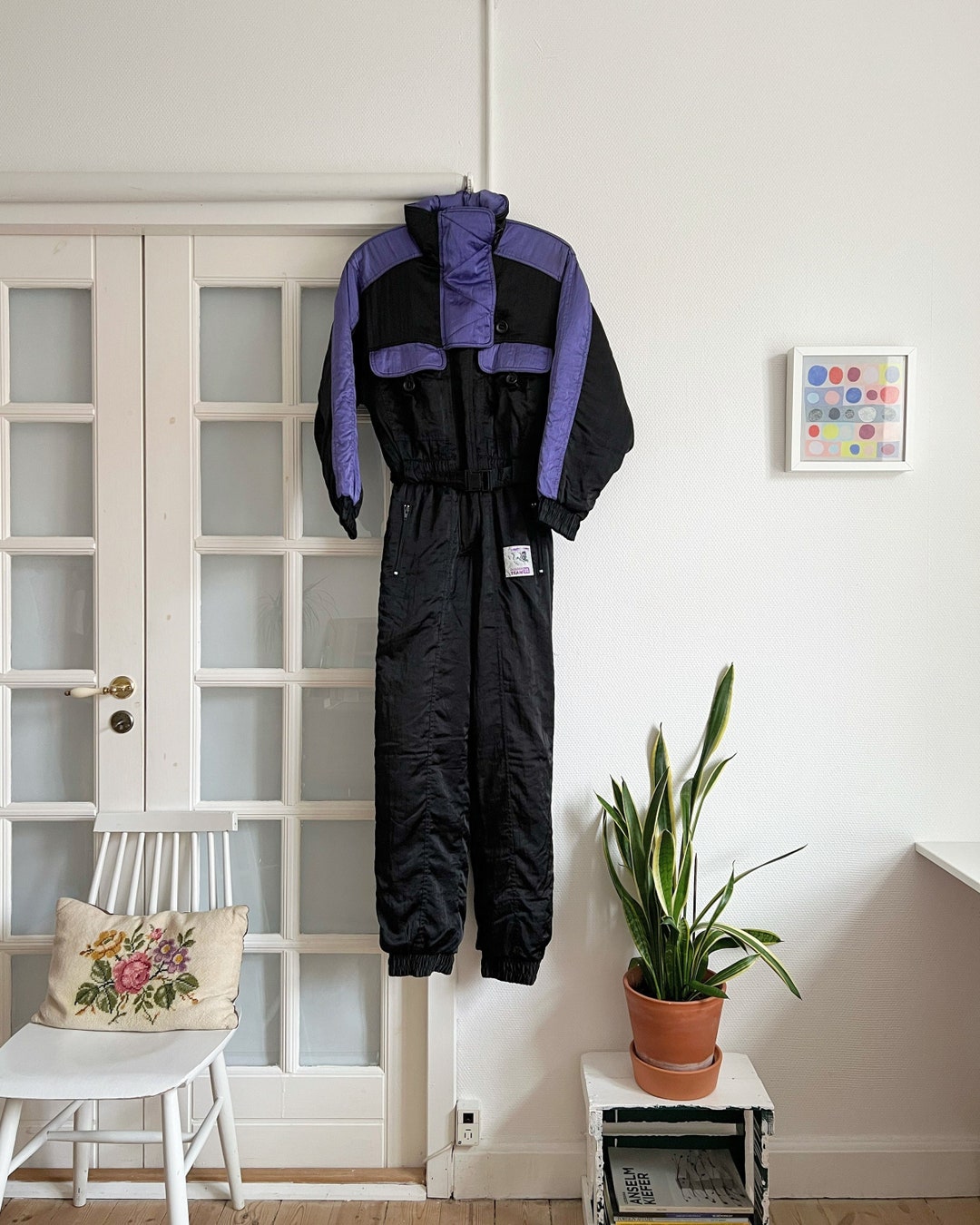 Women Shiny Ski Suit, Vintage One Piece Snowsuit, Retro Pattern Skiing ...