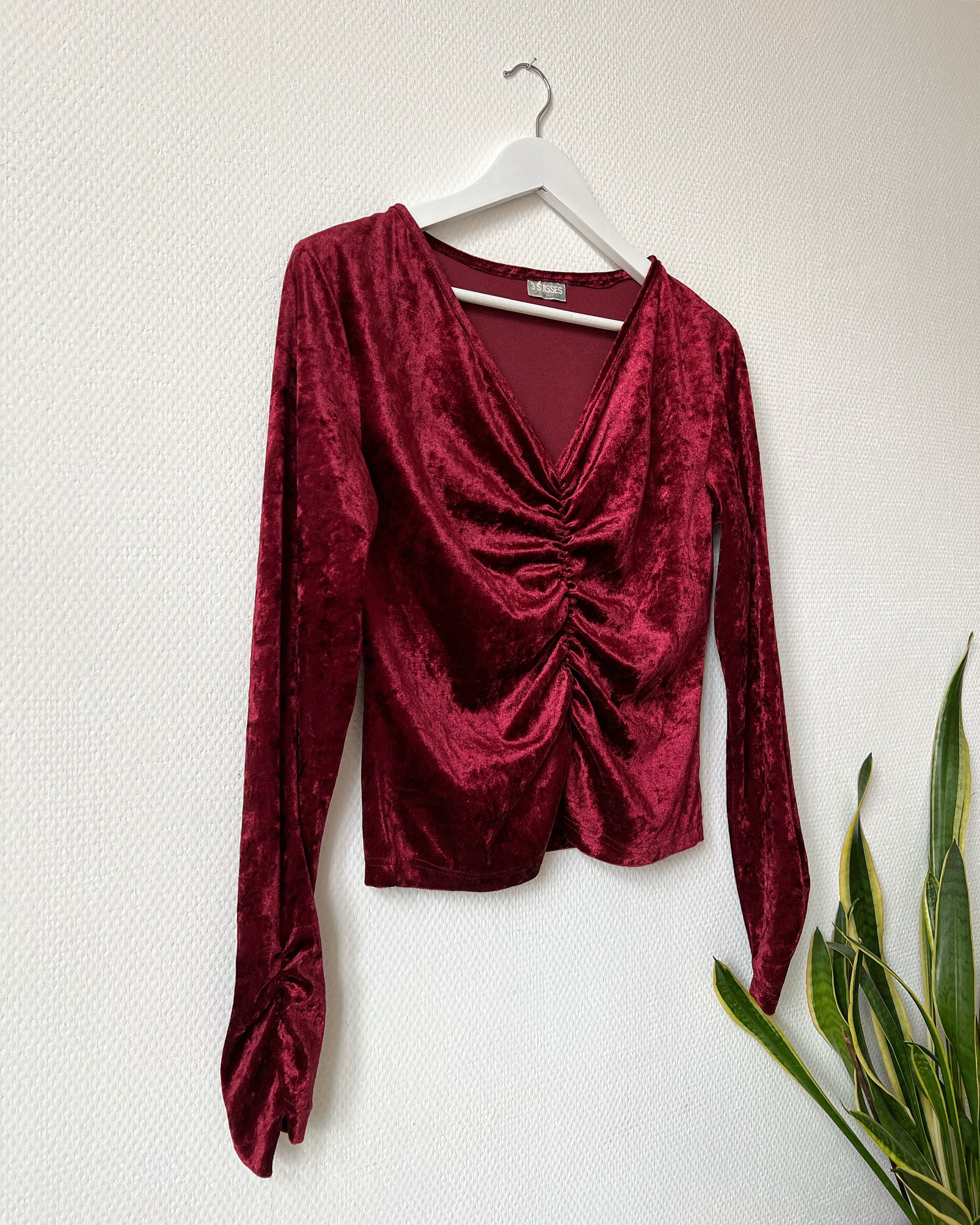 Vintage Velvet Blouse, Burgundy Shirt - MEDIUM Size 90s Fashion Cute ...