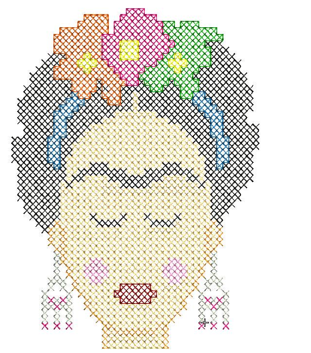 Frida. Machine Embroidery Design Jn Cross Stitch Technique. - Etsy