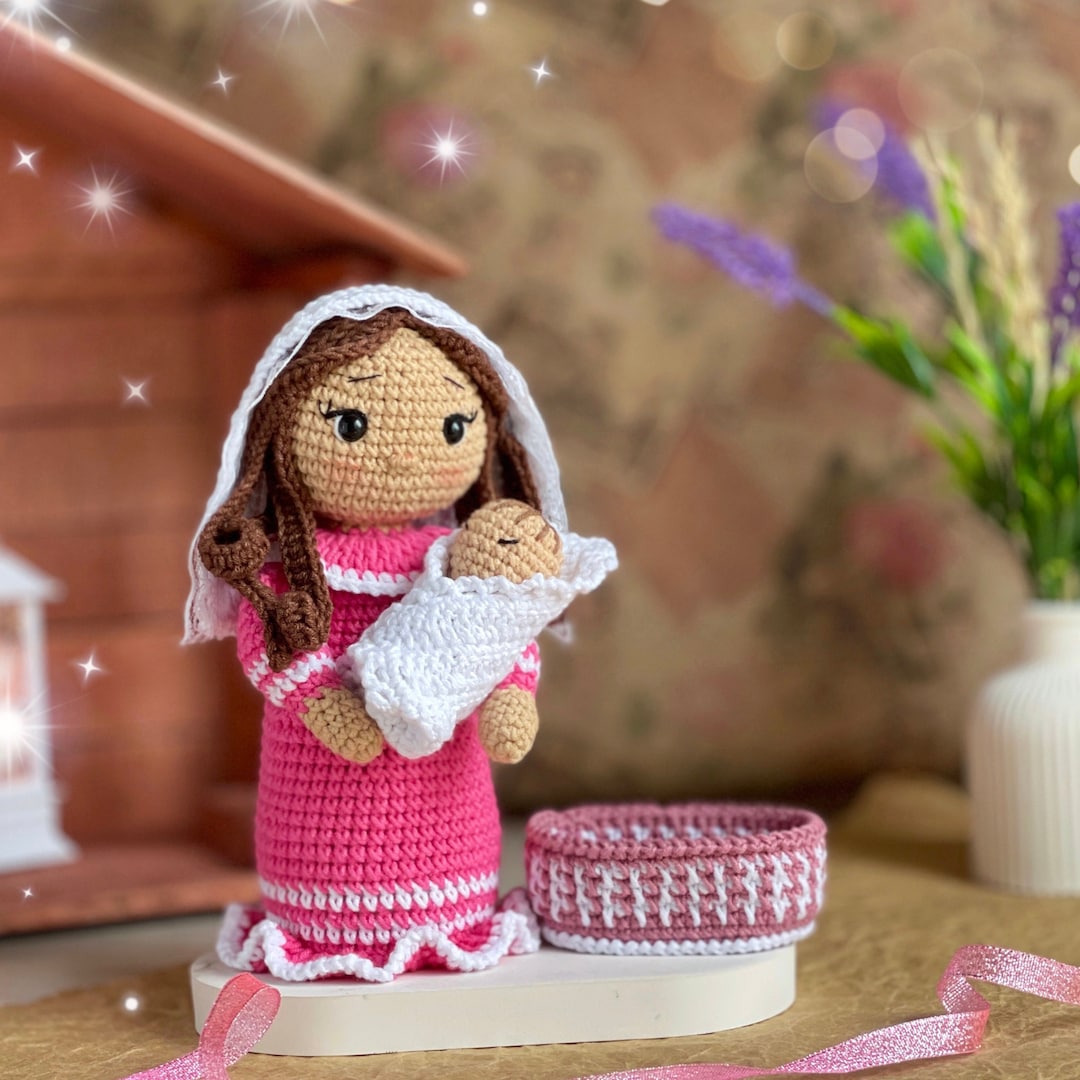 Crochet Pattern Blessed Virgin Mary and Baby Jesus, Christmas Crochet ...