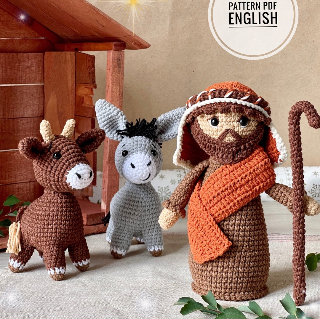 Nativity Scene Crochet Pattern: Shepherd and Animals bull and - Etsy