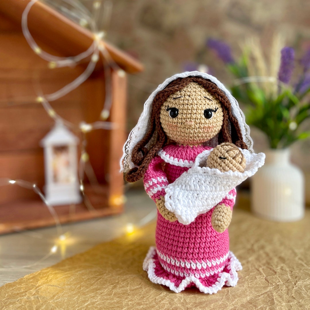 Mother's Day Crochet Pattern, Virgin Mary and Jesus, Christmas Crochet ...