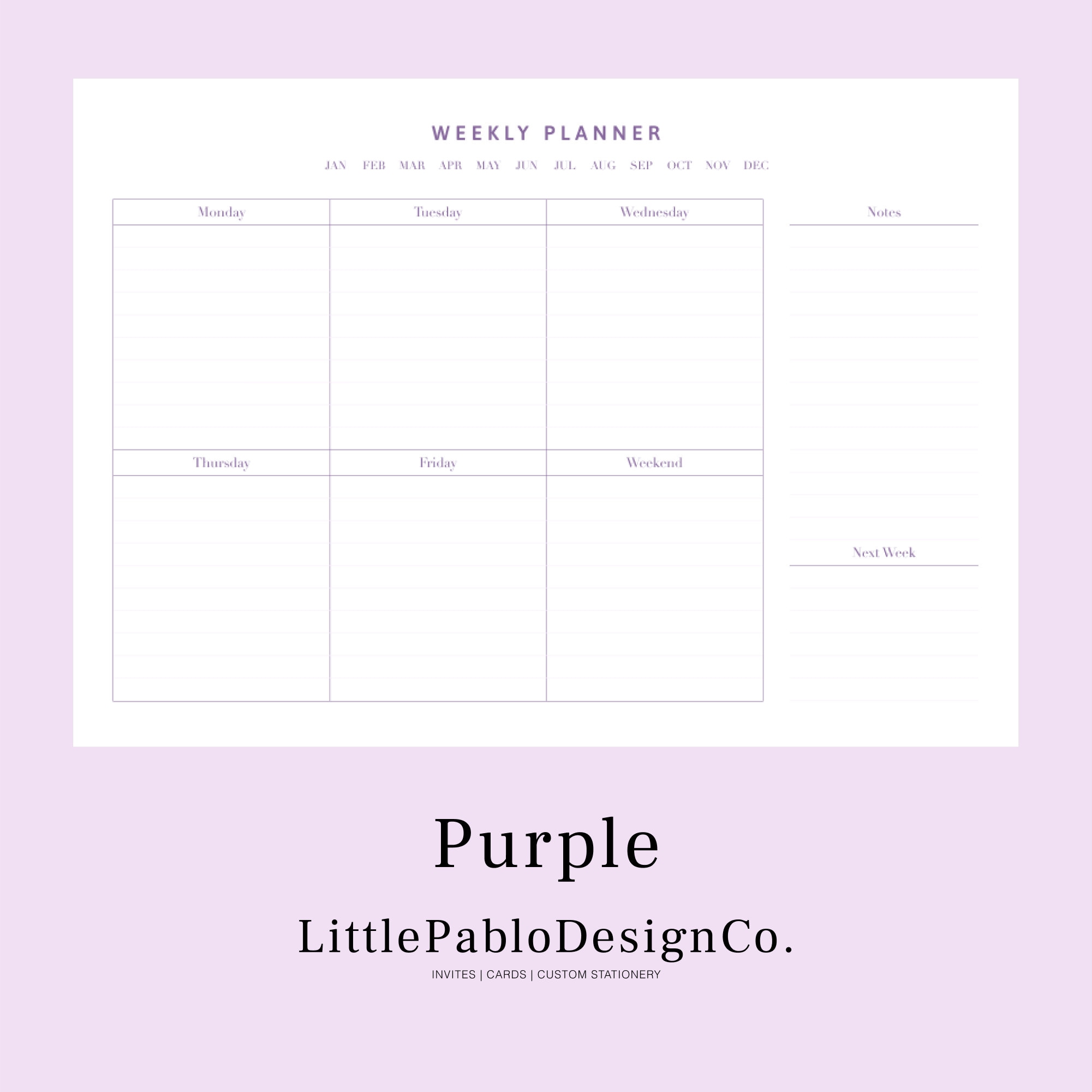 Weekly Planner Printable | Digital Minimalist A4 | 6 Colours All Colour ...