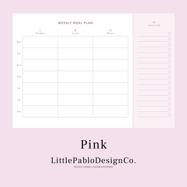 Weekly Meal Planner Printable | Digital Minimalist A4 | All Colour ...