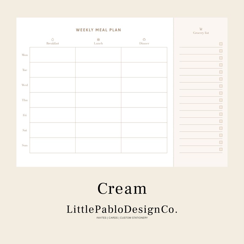 Weekly Meal Planner Printable | Digital Minimalist A4 | All Colour ...