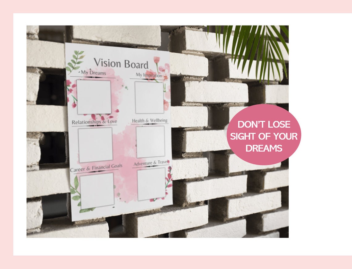 Vision Board Printable, Cute Vision Board Template, Aspiration and Goal ...
