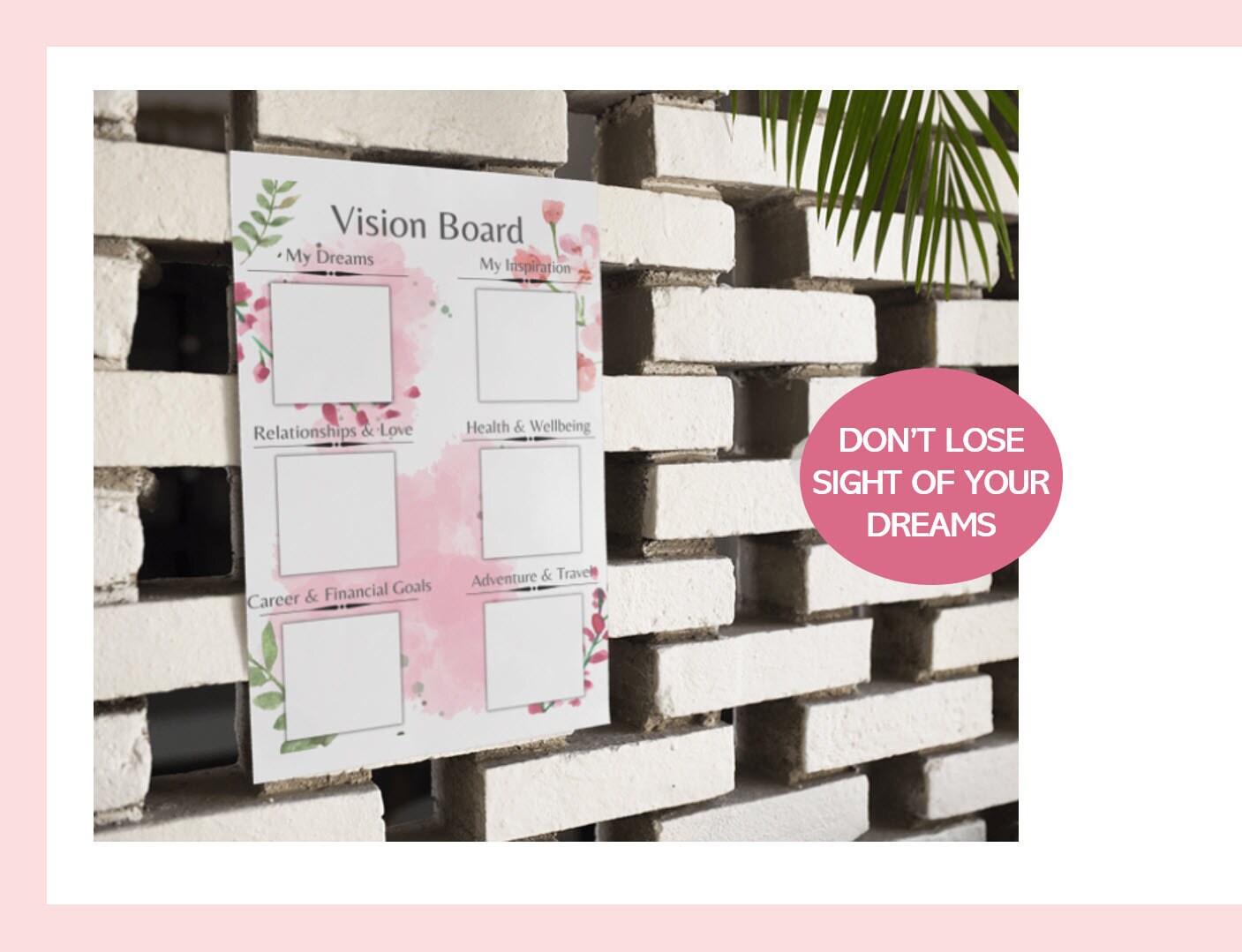 Vision Board Printable, Cute Vision Board Template, Aspiration and Goal ...