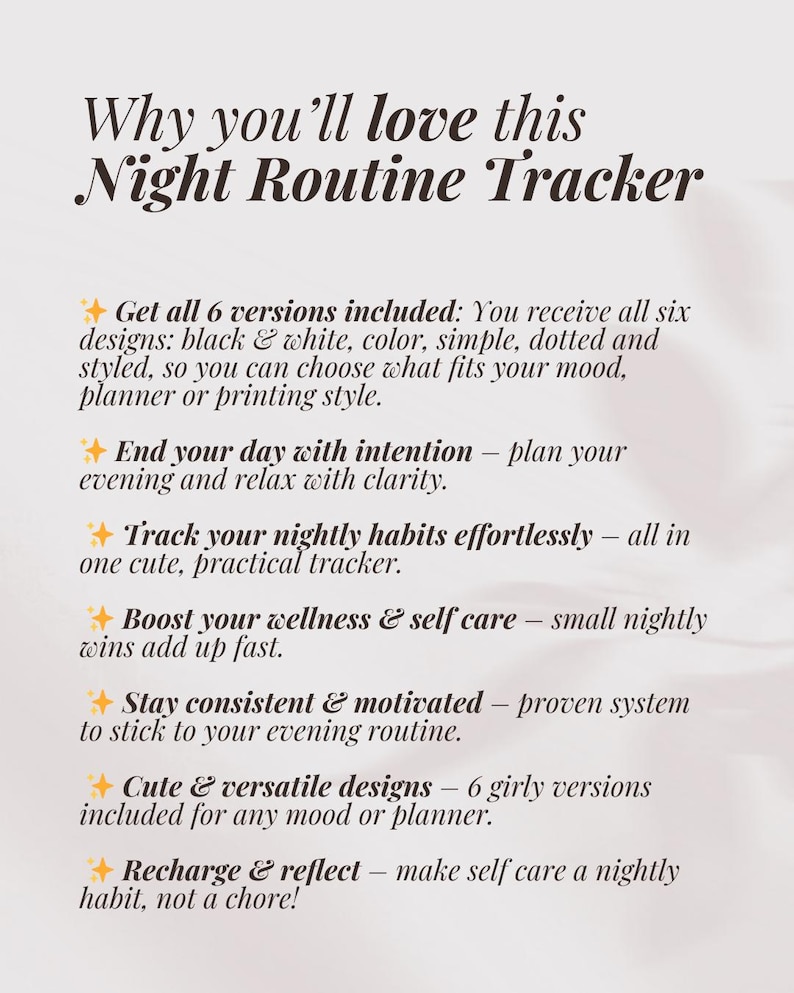 2026 Evening Routine Tracker Printable – Daily Self Care & Night Habits ...