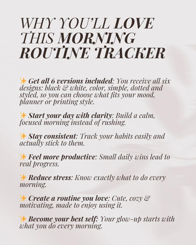 2026 Morning Routine Tracker Printable – Daily Habit Tracker, Self Care ...