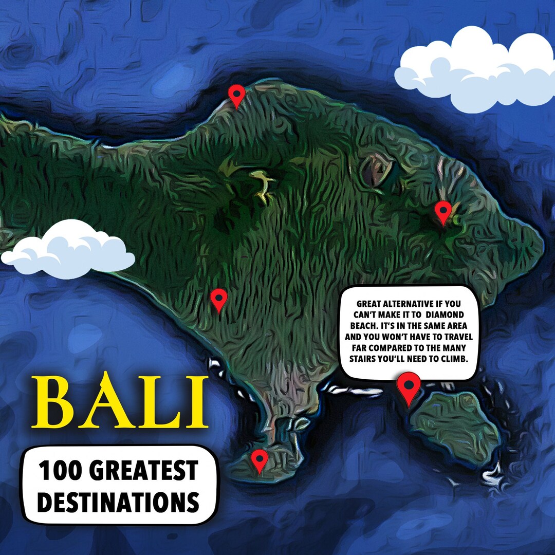 Bali's Best Destinations Map Guide - Etsy