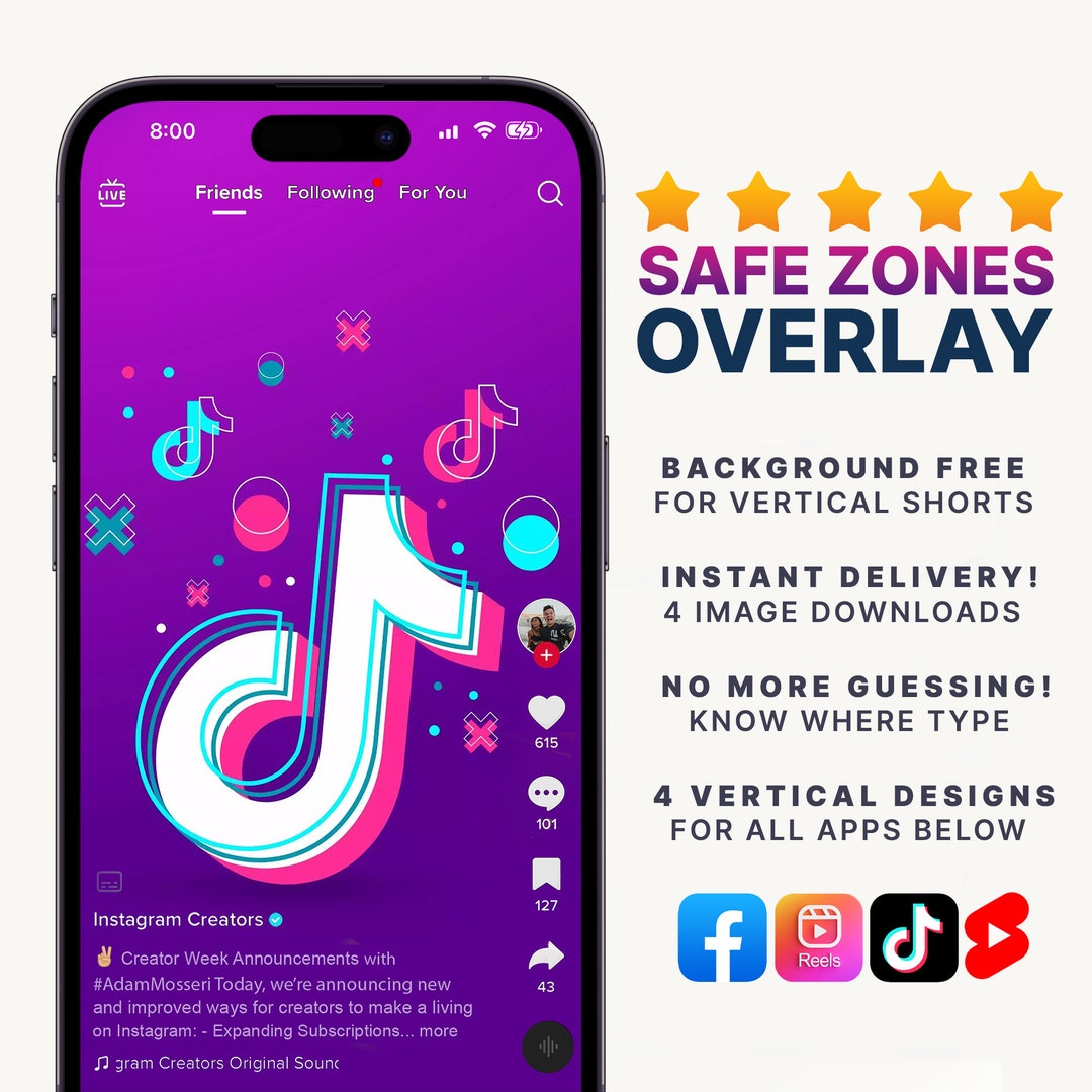 Safe Zone Overlay Template Guide for Vertical Tiktok Videos, Facebook & Instagram Reels, and ...