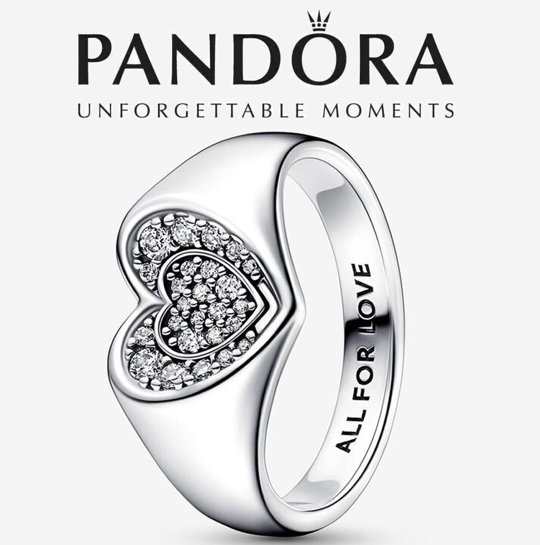 Pandora Radiant Heart Pave Signet Ring - Etsy